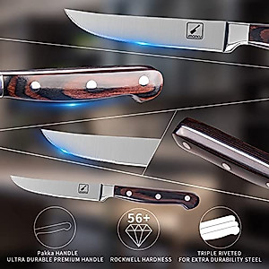 imarku Steak Knives, Steak Knives Set of 6, Premium Japanese Stainless Steel Steak Knife Set, Super Sharp Serrated Steak Knife with Pakkawood Handles and Gift Box