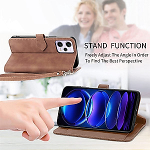 Monwutong Zipper Storage Wallet Case for Redmi Note 12 Pro 5G, Case for Xiaomi Poco X5 Pro,Skin Friendly Feel Leather Case with Muliti-Card Slots Holster for Poco X5 Pro/Note 12 Pro,SZY Pink