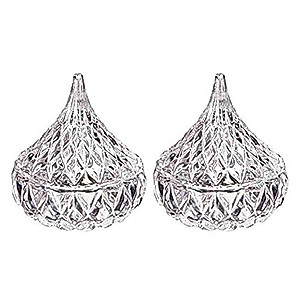 UrChart Crystal Heart Sugar Box Glass Candy Chocolate Jar Jewelry Trinket Holder for Marriage Proposal Ring (Box for Hersheys Kiss)