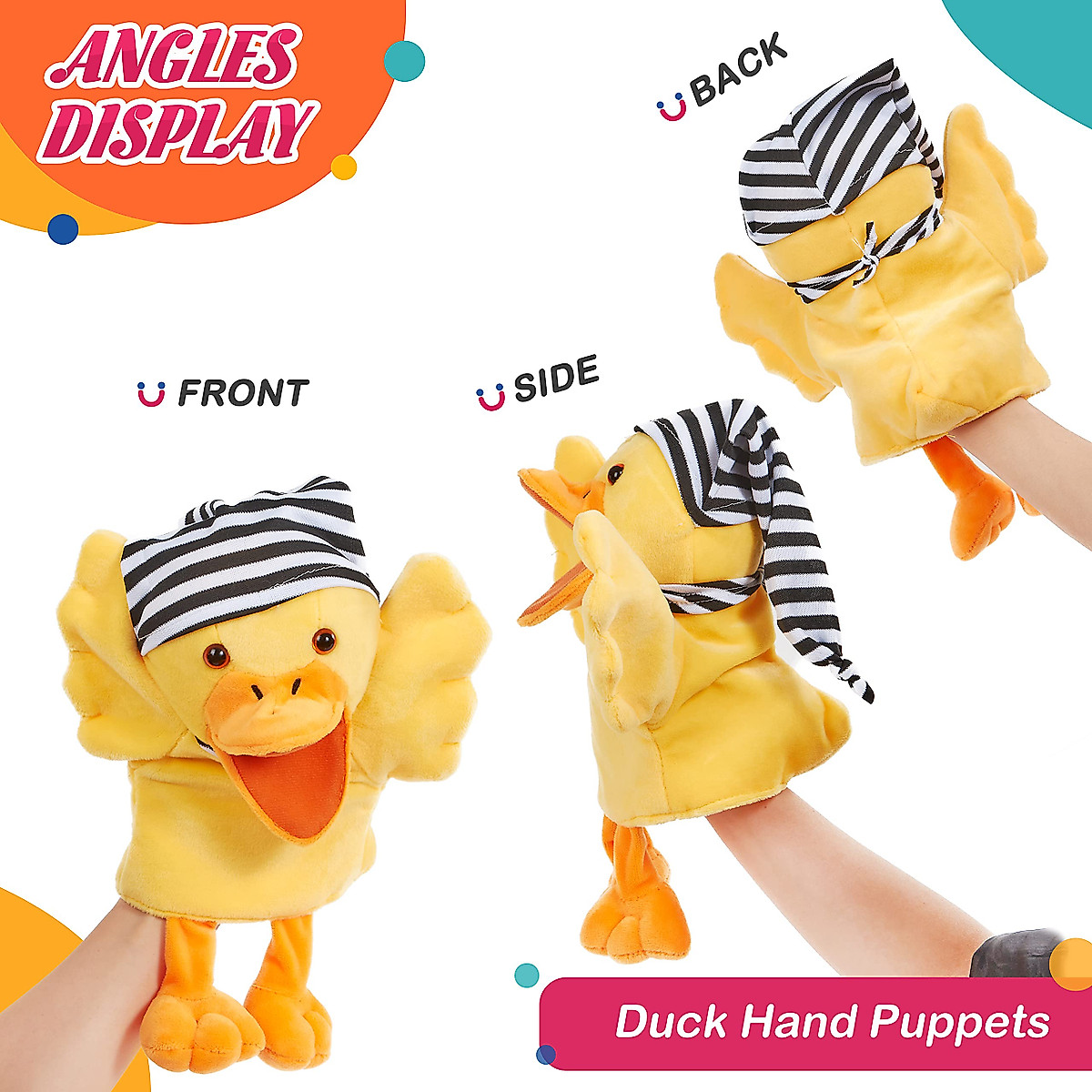 SpecialYou Duck Hand Puppet Vivid Plush Interactive Toy Yellow Hand Puppet with Movable Mouth- Hand Puppets for Kids All Ages, 12.5inches. (Duck)