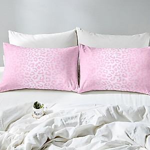 Feelyou Leopard Print Reversible Bedding Set for Kids Boys Girls Cheetah Comforter Cover Set Queen Size Animal Print Duvet Cover Bedroom Decor Safari Pink Bedspread Cover Bedding Collection 3Pcs