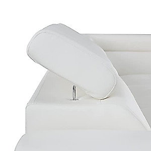 Blackjack Furniture Union Modern Faux Leather Sofa with Adjustable Headrests, Chaise, Elegant Tufted Seat, High-Density Foam and Stainless Steel Legs, Right Facing Sectional, White