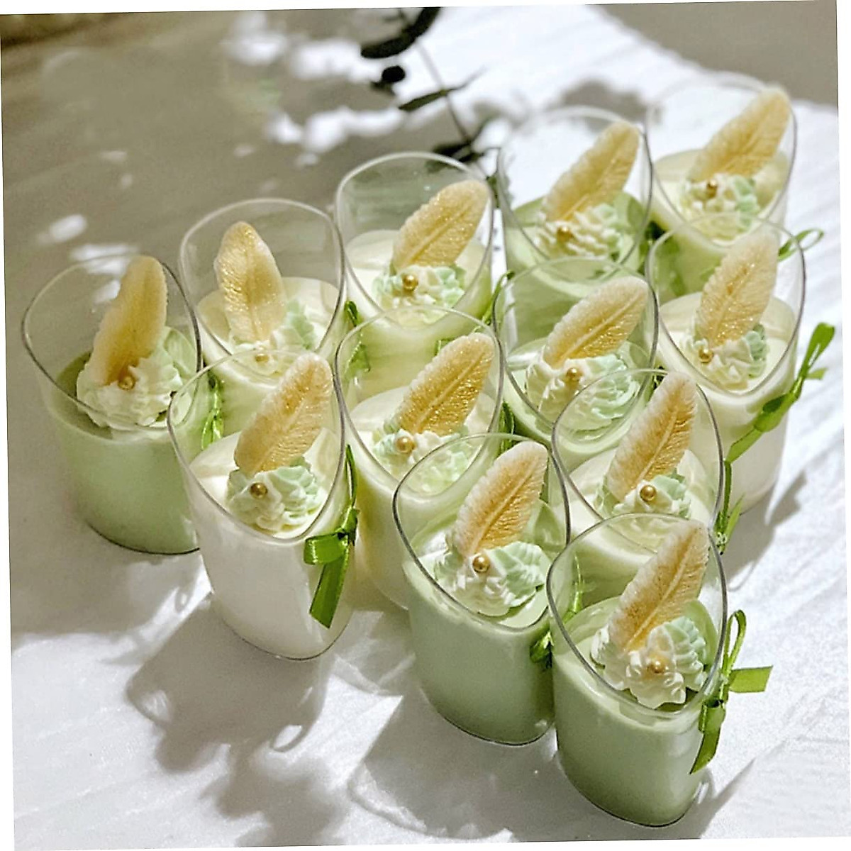 NOLITOY Dessert Cups 10pcs Cheesecake Cups Dessert Cup Plastic Parfait Mousse Cup Wood Bran Mini Mousse Cups Transparent Dessert Cup Bevel Dessert Pots