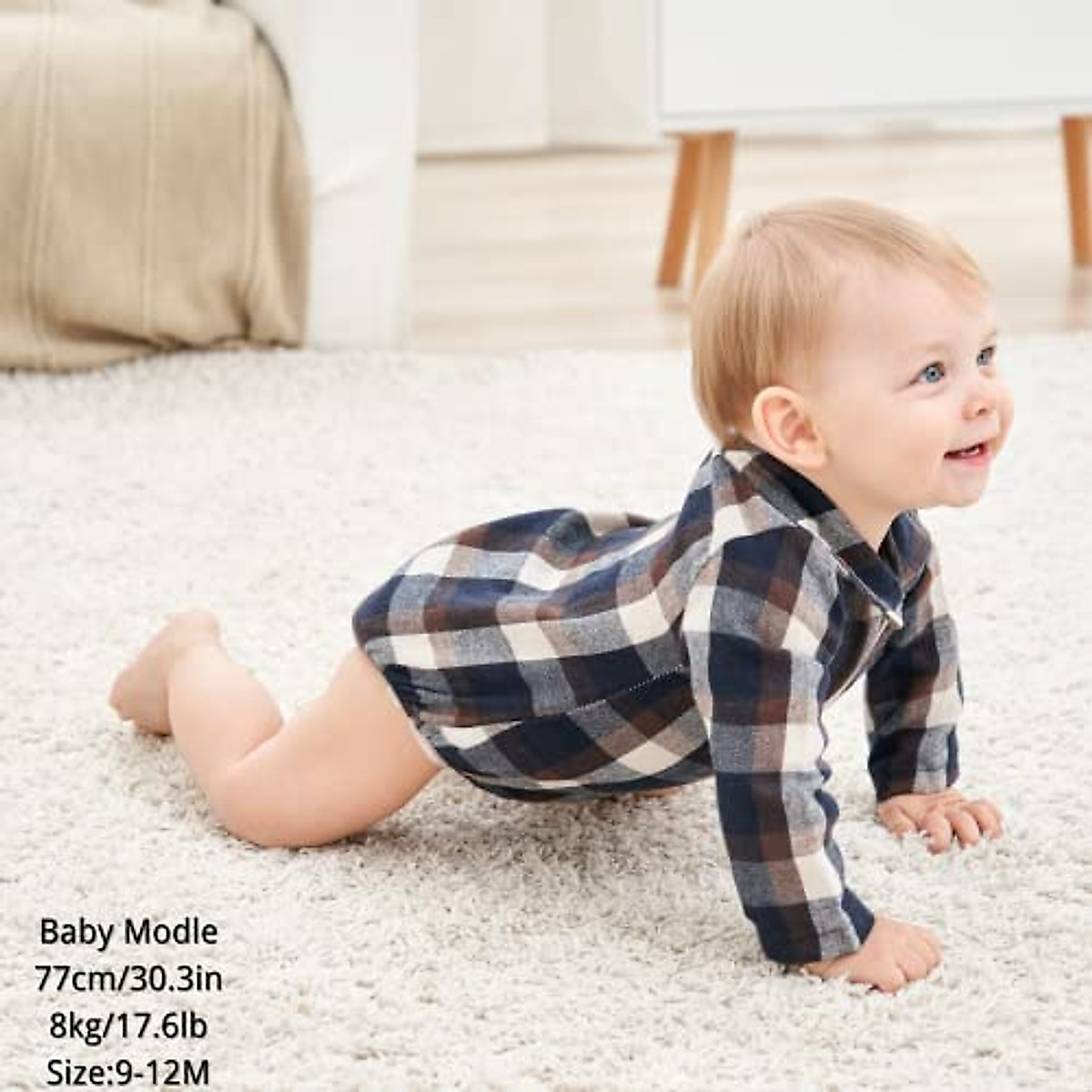 Newborn Baby Girl Boys Christmas Outfits Plaid Flannel Shirt Long Sleeve T-Shirt Tops Kid Clothes 6-9M