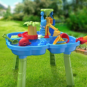 ConeWhale Sand Water Table, 4 in 1 Kids Table Activity Sensory Play Table Beach Sand Water Toy for Outdoor Backyard for Toddlers Age 3-5