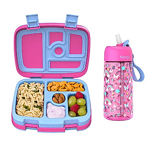 Bentgo Kids Prints Lunch Box Kids Water Bottle - New & Improved 2023 (Rainbows and Butterflies)