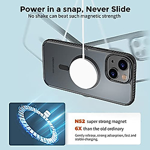 UNBREAKcable Magnetic Case for iPhone 13, [Compatible with MagSafe] [Military Grade Shockproof] [Ultra-Slim] [Non-Slip] Matte Back& Soft Silicone Airbag Bumper for Apple 6.1"– Black (UBHP455)