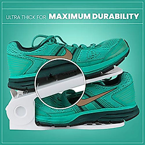 Homeries Shoe Slots Organizer – Space Saving Adjustable Shoes Organizer Rack for Closet – Easy Shoe Stacker for Sneakers, Low Heels, High Heels, Sandals, Kids Shoes (Bright White, 18)