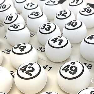 MR CHIPS Professional 1.57” (40 mm) White Double Number Bingo Balls - Ping Pong Style for Manual Cage Only