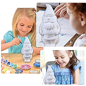 Garden Gnome Statue Paintable Gnome Figurines Ornament Creative Paint Your Own Garden Gnome Craft Activity for Outdoor Children Decorative Ornament