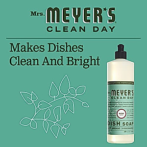 MRS. MEYER'S CLEAN DAY Liquid Dish Soap, Biodegradable Formula, Basil, 16 fl. oz - Pack of 6