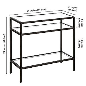 Henn&Hart 24" Wide Rectangular Side Table in Blackened Bronze, Table for Living Room, Bedroom