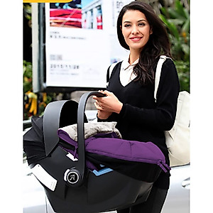 AGACAS Infant Car Seat Cover, Baby Carrier Cover - Bunting Bag Accessories for Newborn/Infant - Water Repellent Shearing Blanket, Keeps Babies Warm and Cozy in Winter - Lavender