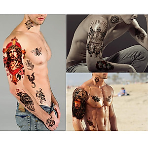 Yazhiji 56 Sheets Temporary Tattoos Stickers 11 Sheets Half Arm Shoulder Tattoos for Men or Women with 45 Sheets Tiny Fake Tattoo
