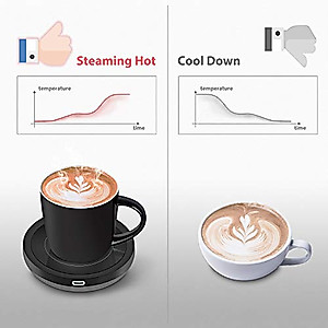 BESTINNKITS Smart Coffee Set Auto On/Off Gravity-Induction Mug Office Desk Use, Candle Wax Cup Warmer Heating Plate (Up to 131F/55C), 14oz (Purple Set)