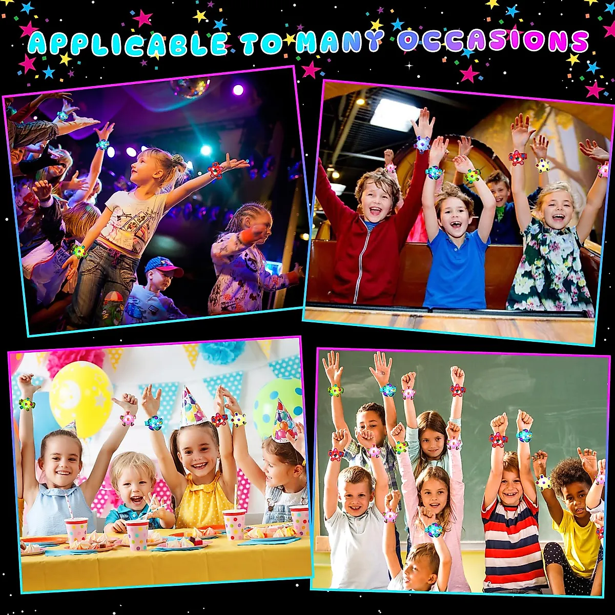 BEIKEETOO 25 Pack LED Fidget Spinner Bracelets Light Up Party Favors for Kids 4-8-12 Valentines Goodie Bag Stuffers Glow in the Dark Party Supplies for Birthday Party Favors