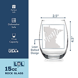 Minnesota State Stemless Wine Glass - Minnesota Gift, Minnesota Wine Glass, Minnesota Fan Gift