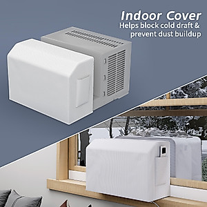 Flamorrw Outdoor Air Conditioner Cover and Indoor Air Conditioner Cover with Bag for U-Shaped Window AC Unit, Dustproof & Windproof Window AC Covers for Outside & Inside Unit Full Coverage Protection