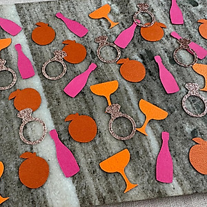 100PCS Veuve Before Vows Confetti Party Decor,Bridal Shower Photo props,Diamond Champagne Pink Rose Red Orange Round Confetti for Bridal Shower