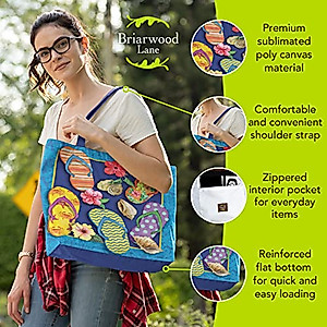 Briarwood Lane Paradise Flip Flops Summer Canvas Tote Bag 14.5" x 15"