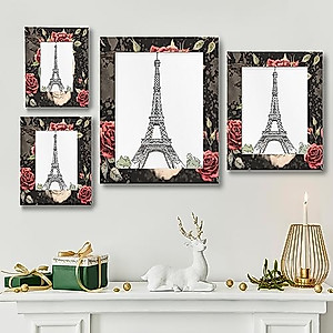 POFATO Skull Red Rose11x14 Picture Frame Wood Photo Frame for Tabletop Display Wall Mount Picture Frame Display 11 x 14 Inch Photo Wall Decor Home Gift Frames