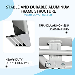 Domi Pool Lounge Chairs Set of 3, Adjustable Aluminum Outdoor Chaise Lounge Chairs with Metal Side Table, All Weather for Deck Lawn Poolside Backyard -Navy Blue Textilene