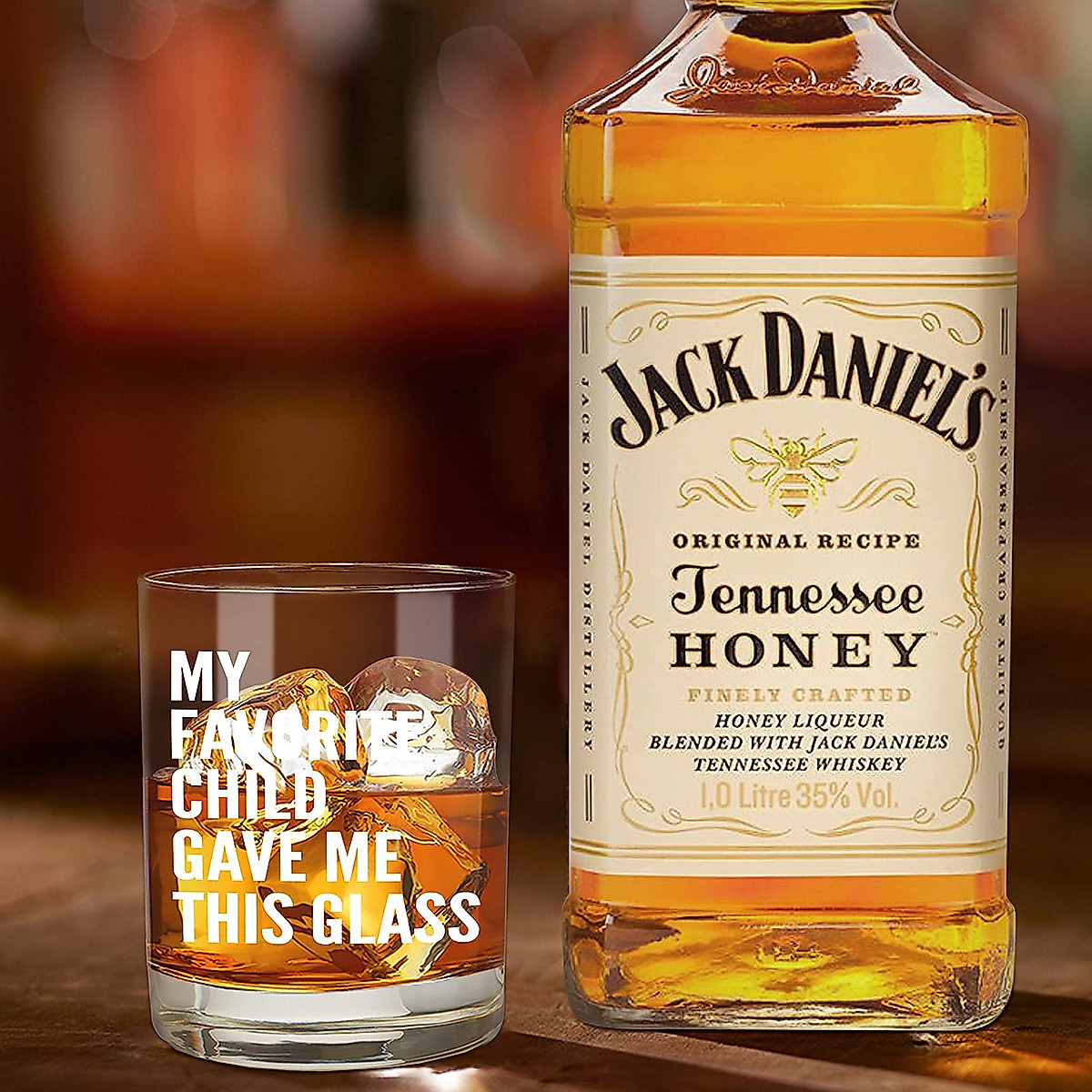 My Favorite Child Gave Me This Funny Whiskey Glasses Gifts for Dad Mom - Novelty Birthday Gifts for Parents, Men, Women, Him, Her, Mom Dad Gifts from Kids, Daughter, Son, Present for Parents, 11 oz