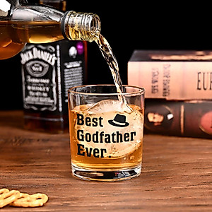 DAZLUTE Godfather Gifts for Men, Best Godfather Ever Whiskey Glass Set, Godfather Proposal Gifts, Father's Day Birthday for Godfather New Godfather, 10 Oz Godfather Old Fashioned Glass