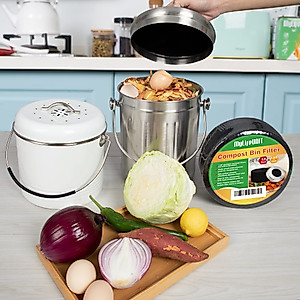 MyLifeUNIT 16 Pack Compost Bin Filter, Kitchen Compost Pail Charcoal Filter Replacements (7.25 inches)