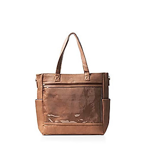 Camel Color Vegan Leather Tote Display Bag for Direct Sales Enamel Pins | Clear Pocket ITA Product Display Marketing Bags | Gift for Color Nail Strips Wow Senegence Essential Oils Bag LipSense