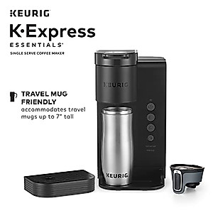 Keurig K-Express Essentials Black, Single Serve K-Cup Pod Coffee Maker - 3 Cup Sizes 6, 8, & 10oz, 36 OZ Removable Reservoir