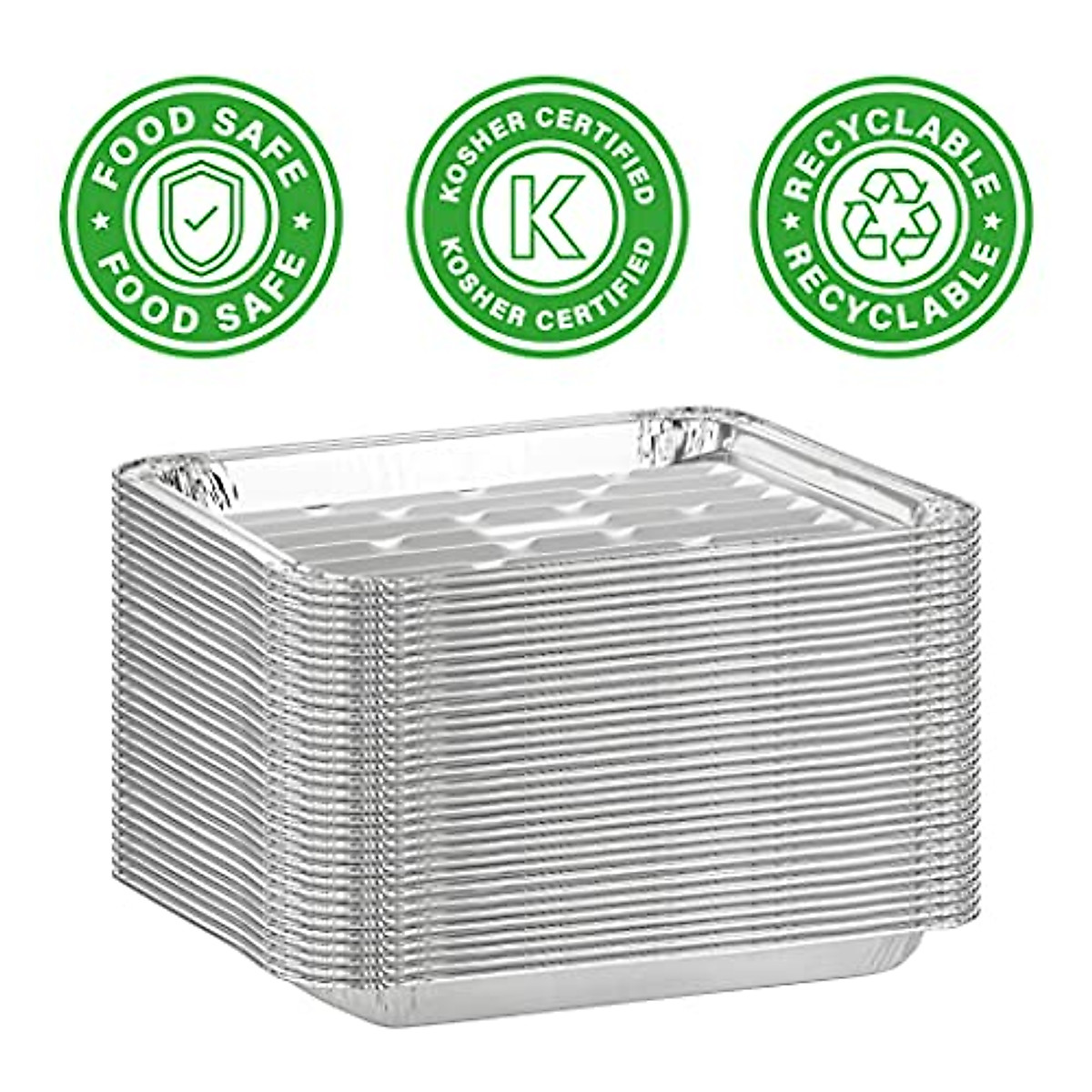 PARTY BARGAINS 24 Aluminum Broiler Pans - 11.5 X 8.25 X 1 Inches, with ribbed bottom. 7 Ridges 0.5 high, 1 inch apart. Heavy Duty Aluminum Disposable Grill Pans. for Cooking, Roasting. BBQ, Picnic