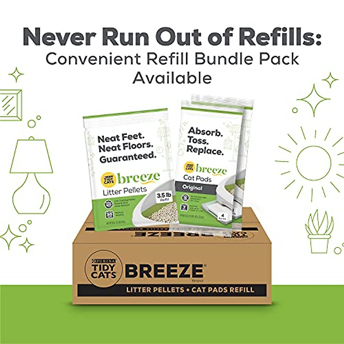 Purina Tidy Cats Cat Litter Breeze Pads Spring Clean Fragranced Cat Litter Pads Refill Pack - (Pack of 10) 4 ct. Pouches