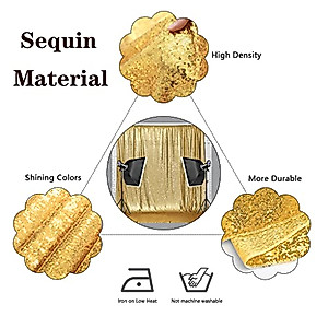 Eternal Beauty Gold Sequin Wedding Backdrop Photography Background Party Curtain, 5Ft X 7Ft