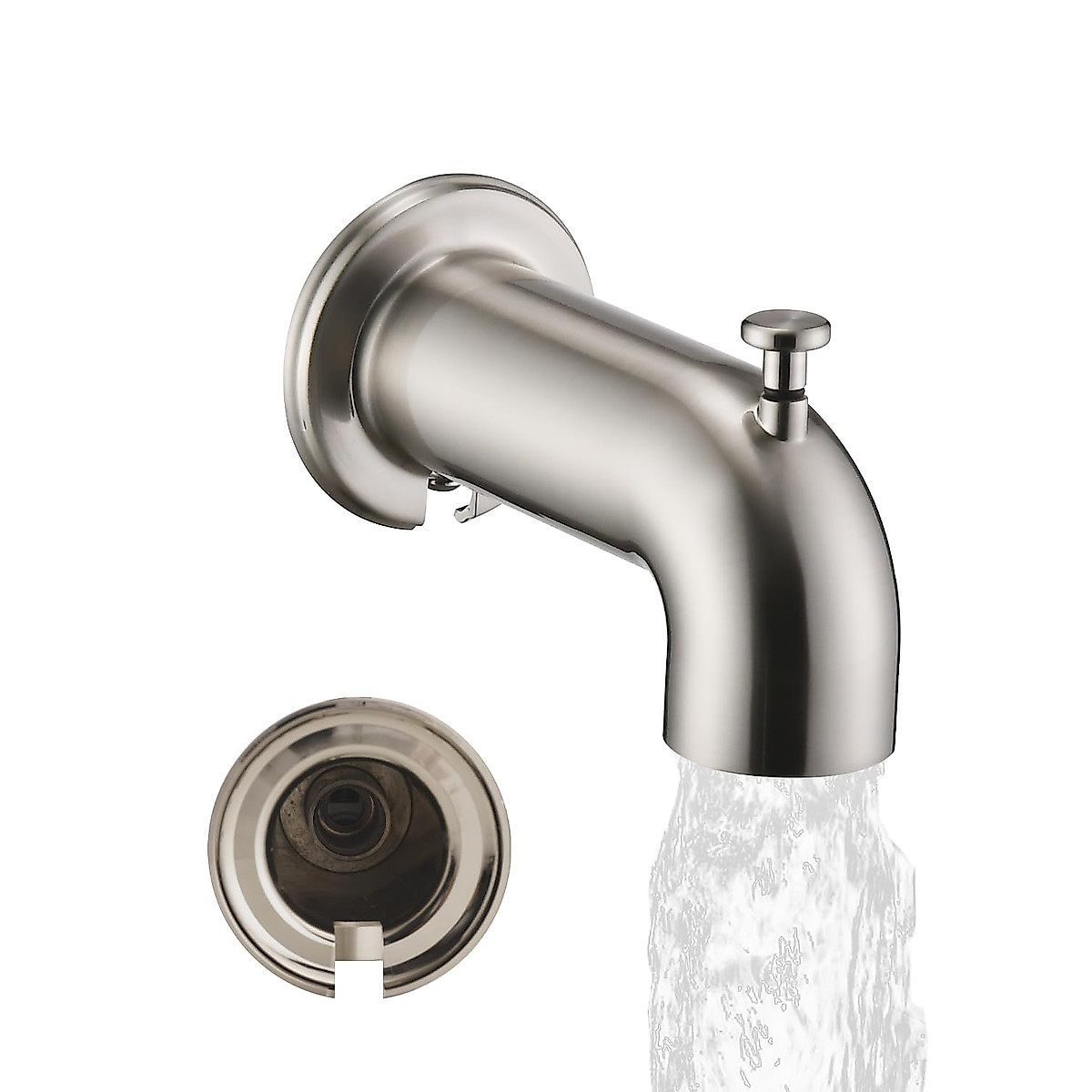 LOCALAND Extra Long Tub Spout with Diverter, Fits for 1/2" IPS Threads,Brushed Nickel