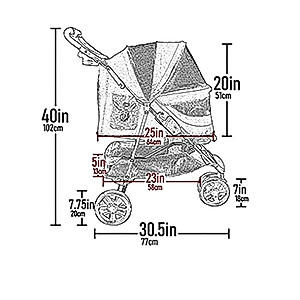Pet Gear No-Zip Special Edition 3 Wheel Pet Stroller for Cats/Dogs, Zipperless Entry, Easy One-Hand Fold, Removable Liner, Cup Holder, 4 colors