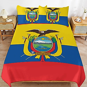 Ecuador Flag Bedding Comforter Sets Lightweight Ultra Soft Comforter Bedding Set 3 Pieces (1 Duvet Cover, 2 Pillowcases) with Zipper Closure