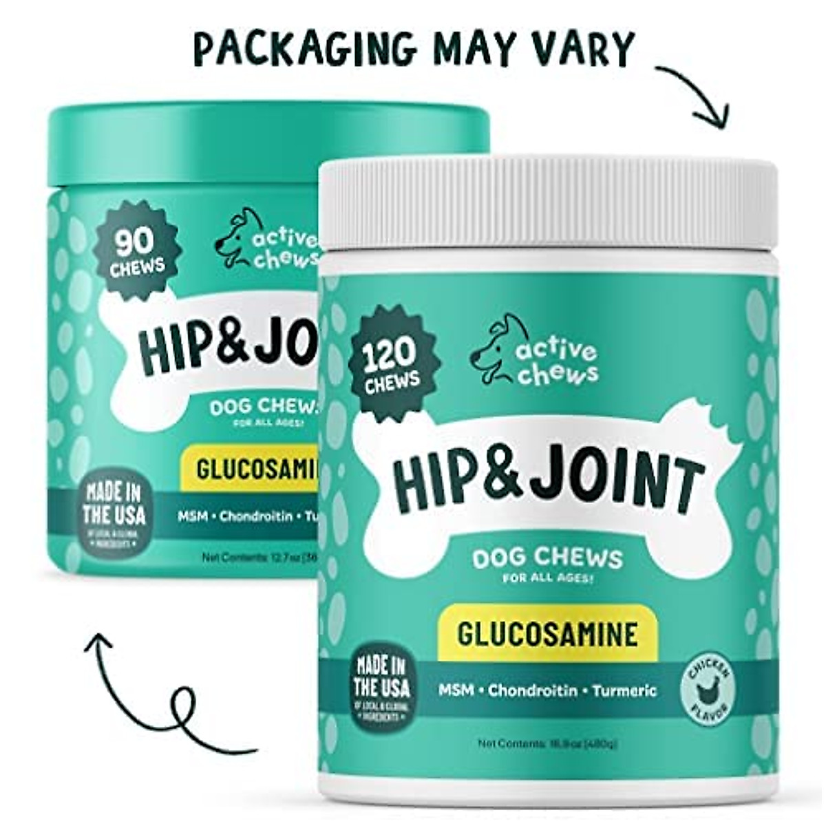 Glucosamine for Dogs Soft Chews 120 ct - Hip and Joint Supplement for Dogs with Chondroitin, Turmeric & MSM - Dog Joint Supplement + Vitamin E for Small, Large Breed & Senior Dogs Mobility Support