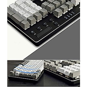 AK35I Wired Full-Size Mechanical Gaming Keyboard with Blue Switches, White-Grey Matching PBT Keycaps, Anti-Ghosting Multimedia Keys Roller, White Backlit, Programmable Macro, Aluminum Black