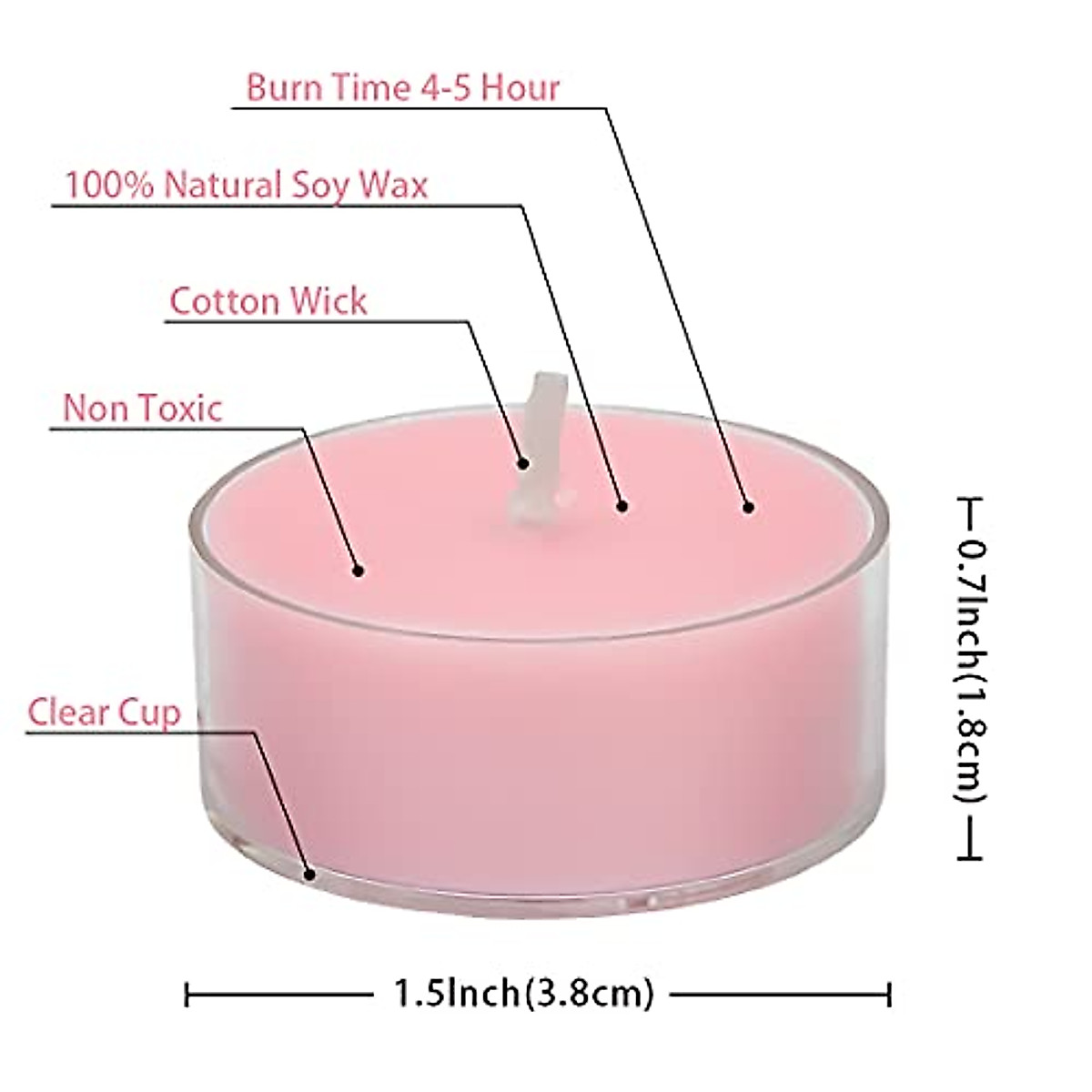 DEYBBY Natural Scented Soy Wax Tealight Candles Bulk, Romantic Rose Aromatherapy Luxury Tea Candle Set of 12-4 Hour Burn Time|Great for Valentine's Day, Birthday