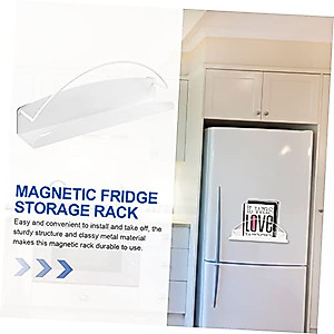 Zerodeko newspaper rack fridge organizer shelf seasoning organizer shelf refrigerator hanging rack magnetic fridge organizer magnetic paper shelf magnetic spices holder white Metal Magazine