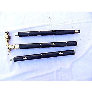 Victorian Style Jaguar Handle Walking Stick Cane Solid Brass Handle Wooden Black Stick Fordable