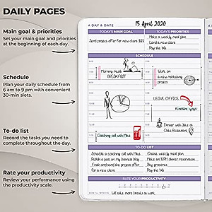 Clever Fox Daily Planner 2nd Edition – Undated Time Block Task Organizer with Hourly Schedule & To-do list – A5, 6 Months (White)