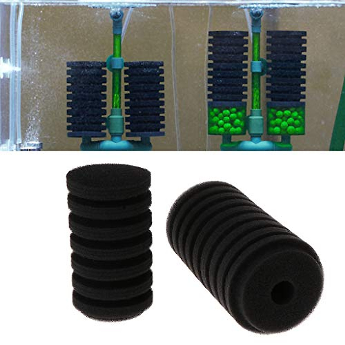 Wodwad Aquarium Filter Sponge for QS Filter Fish Tank Air Pump Biochemical Replacement -Black (S, 1PCS)