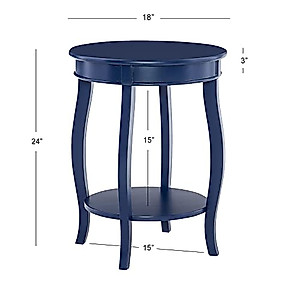 Powell Navy Blue Shapely Legs and Shelf Phipps Round Side Table