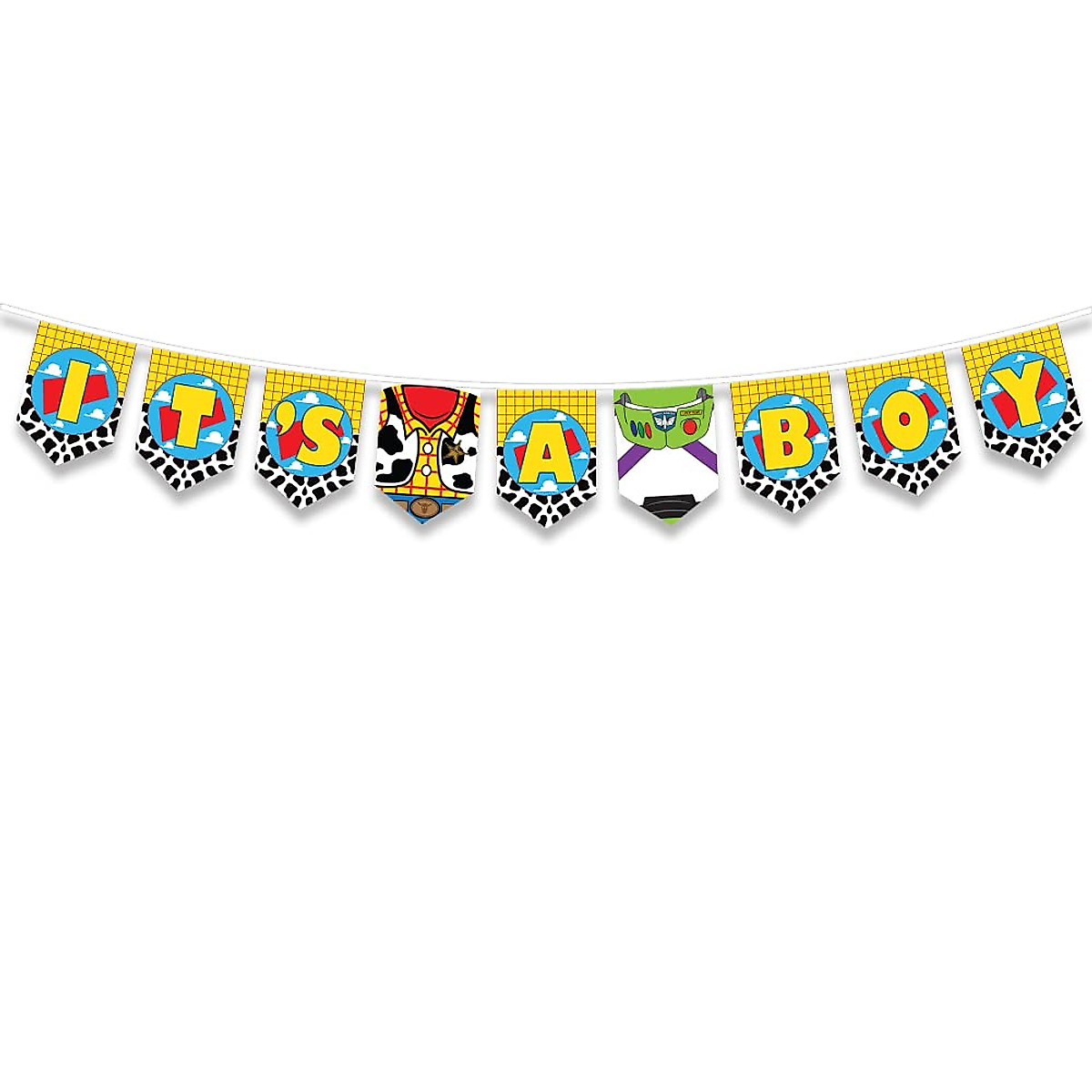 Baby Shower Decorations for Boy, Its A Boy Banner for Baby Shower, Its A Boy Banner Bunting Christening Baby Shower Garland, Toy Theme Story Baby Shower Banner for Boy, Boys Bday Banner Party Favors