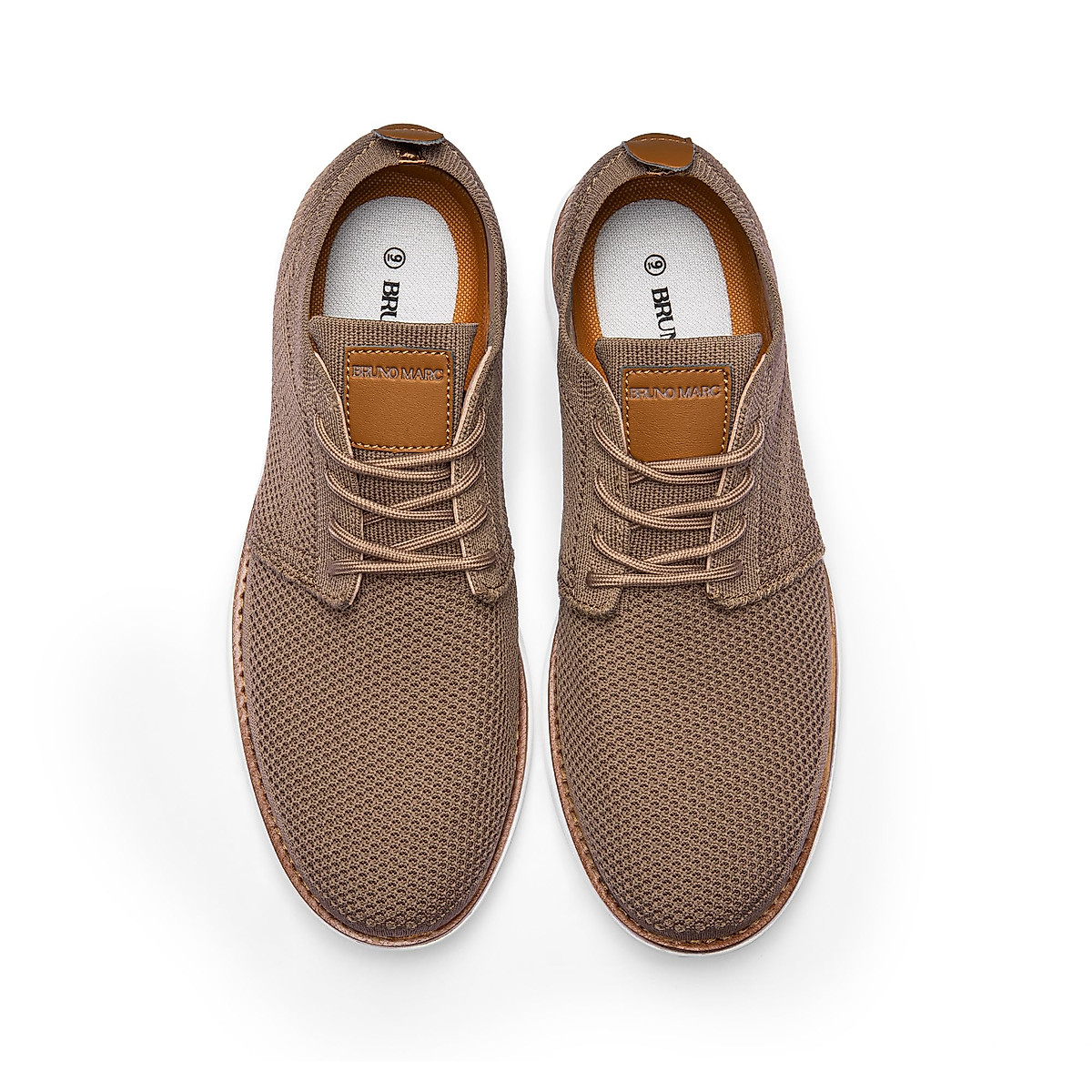 Bruno Marc Men's CoolFlex Breeze Mesh Sneakers Oxfords Lace-Up Lightweight Casual Walking Shoes,Size 12,01 Light/Brown,Grand