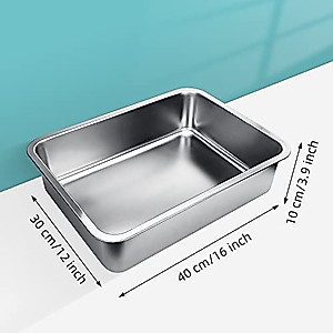 Stainless Steel Cats Litter Box, 4" Height Litter Box for Small Animals, Easy Entry, Easy to Clean, Non Stick Smooth Surface