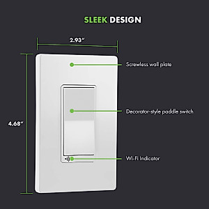 TOPGREENER Smart Light Switch, UL Listed, Neutral Wire Required, Single Pole or 3-Way, No Hub Required, Works with Amazon Alexa and Google Assistant, TGWF15S, 2 Pack