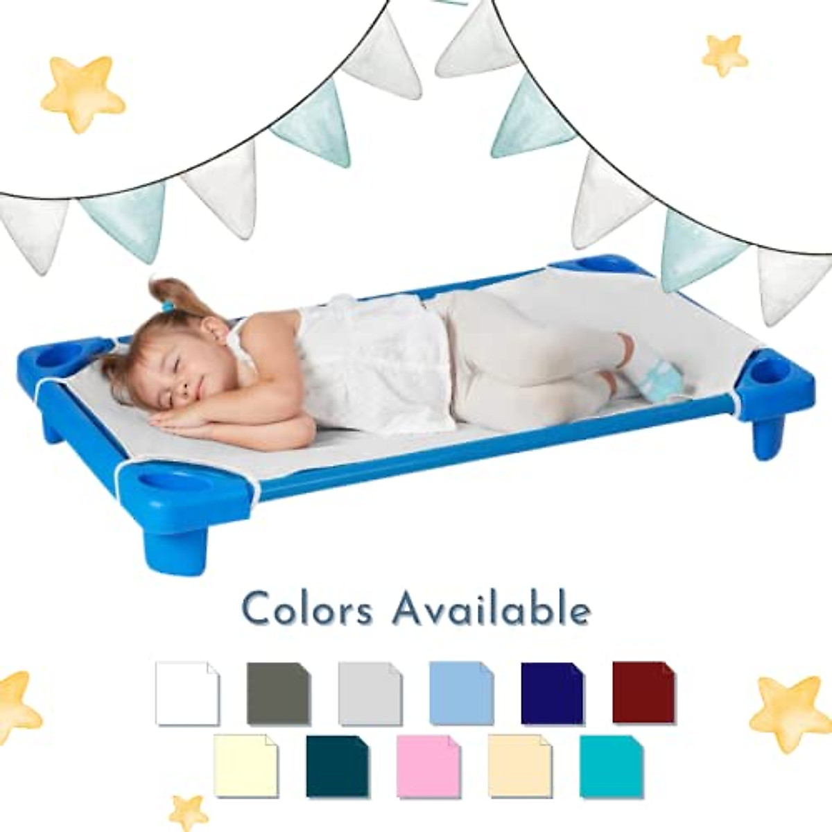 Camp County Beyond Cot Sheets for Toddler and Preschool - Daycare/Pre-School Cot Sheet - Corner Elastic Loops - Cot Bed Fitted Sheet - Poly Cotton Surface Pack of 6 (22" W X 52" L) - White